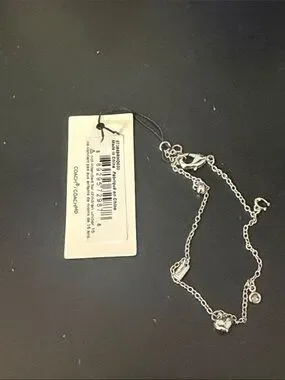Coach | Jewelry | Coach Silver Tone Charm Chain Bracelet With Logo ...